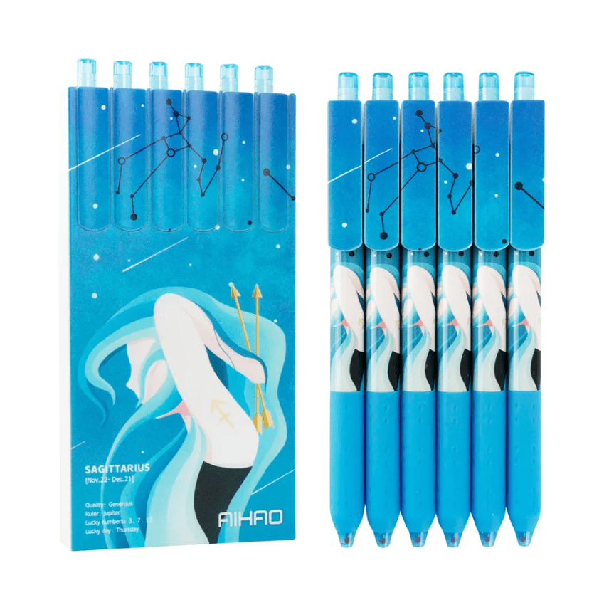 Aihao Sagittauras Sign 3D Gel Pens Pack of 6 Black 0.5